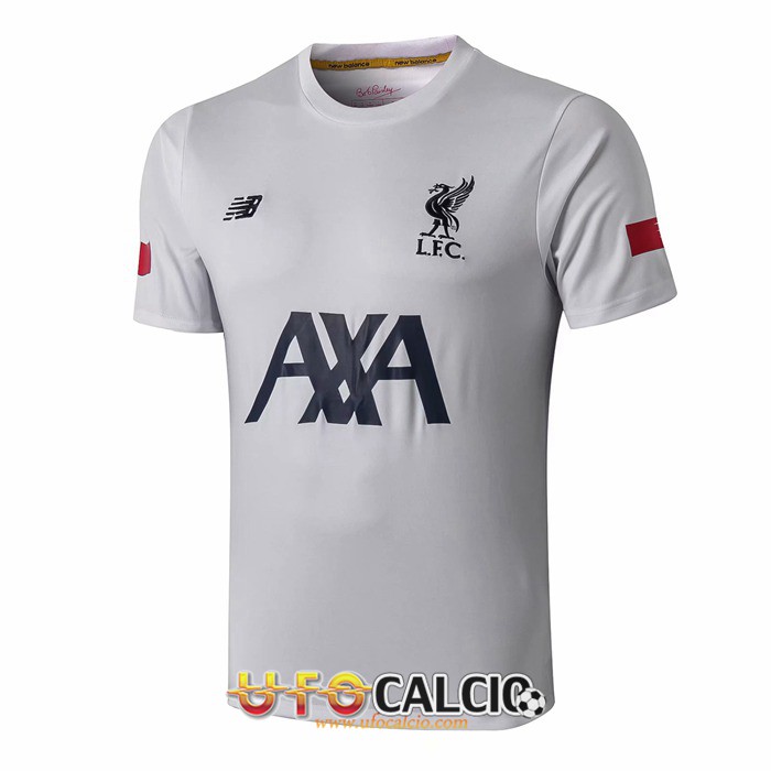 Nuova Kit Maglia Allenamento FC Liverpool AXA + Pantaloni Bianco 2019-2020