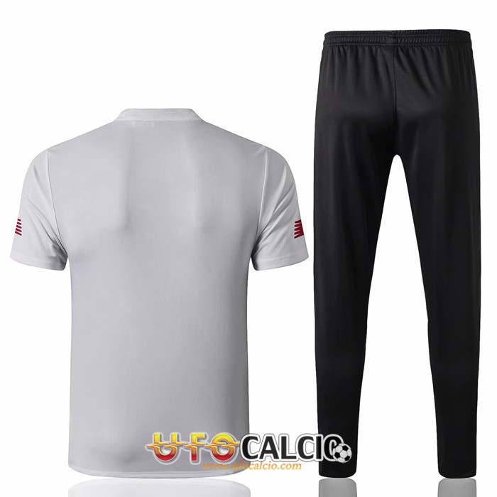 Nuova Kit Maglia Allenamento FC Liverpool AXA + Pantaloni Bianco 2019-2020
