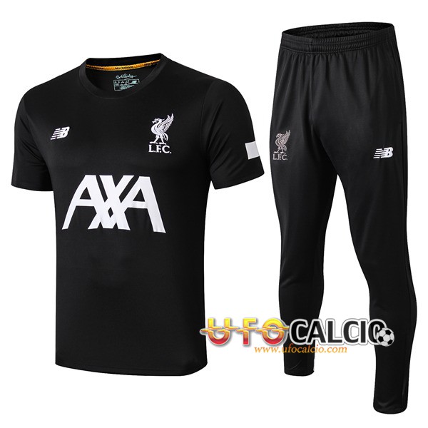 Nuova Kit Maglia Allenamento FC Liverpool AXA + Pantaloni Nero 2019-2020