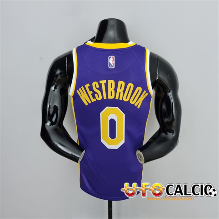 Nuove Maglia Los Angeles Lakers (Westbrook #0) Viola 75th Anniversary